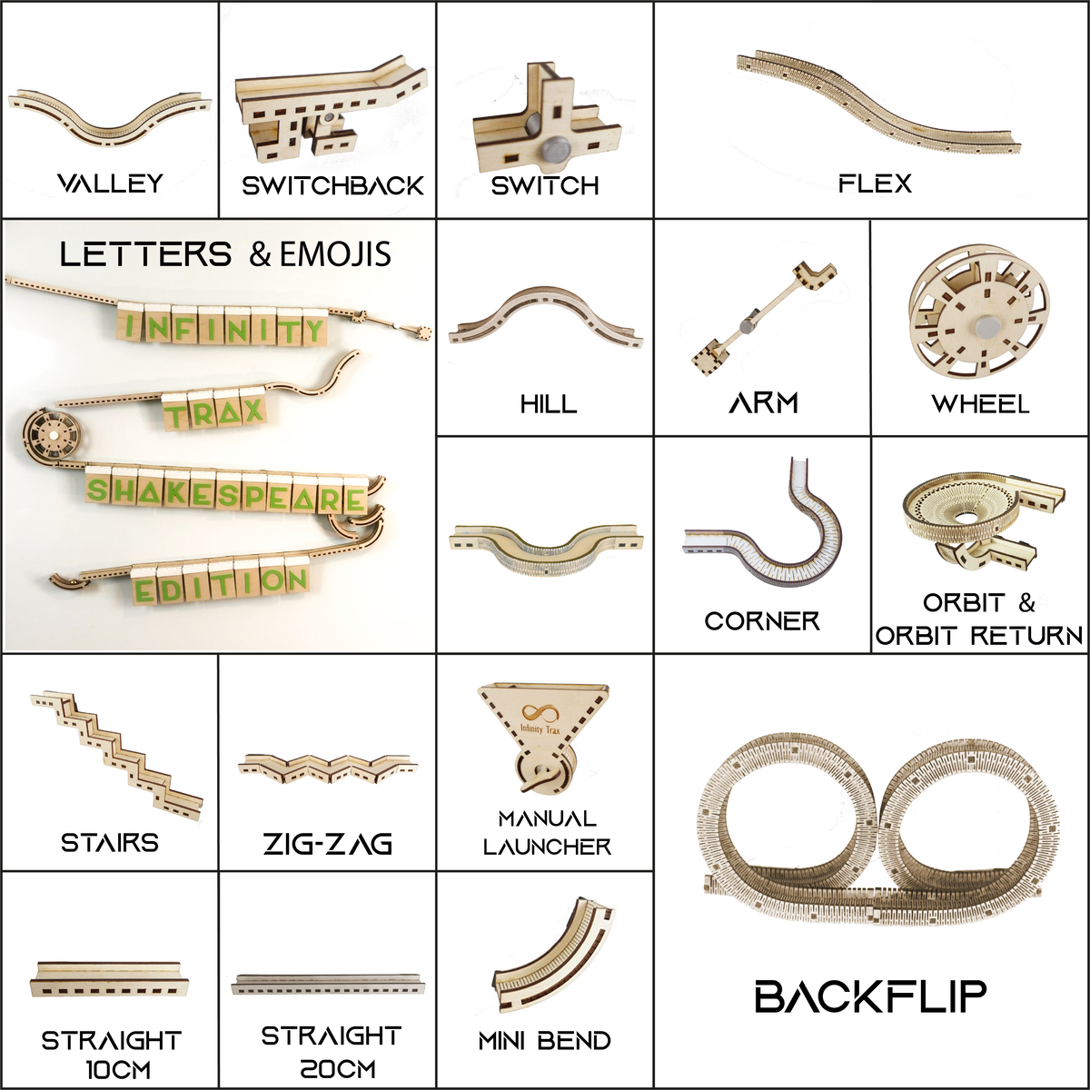 Infinity Trax - Shakespeare Edition | Laser Cut Wooden Marble Run Digi ...