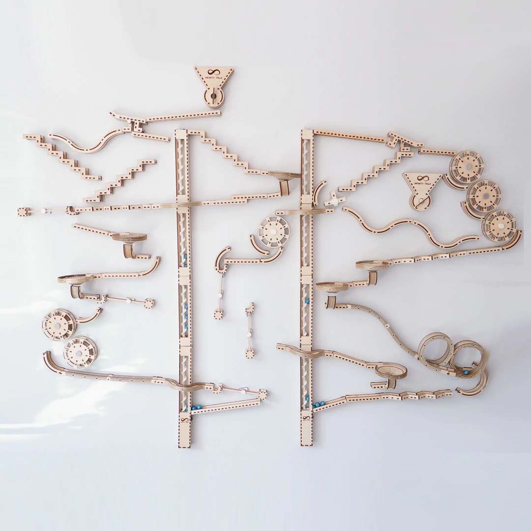 Infinity Trax | Expert Pack (96 Pcs) | Modular Wooden Marble Run – Deep ...